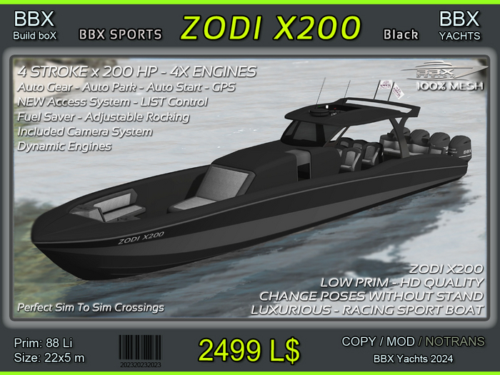 Second Life Marketplace - Boat - Zodi x200 - New