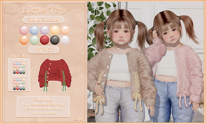Second Life Marketplace - {Little Tots} Stella Sweater - Salmon