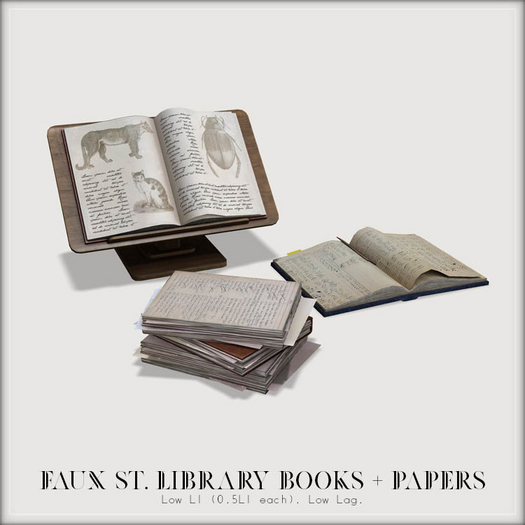 Second Life Marketplace - -Jane&Finch- Faux St. Library Books + Papers