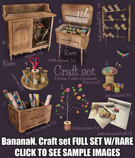 Second Life Marketplace - BananaN. Craft set FULL SET W/RARES