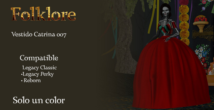 Second Life Marketplace - Folklore: Vestido Catrina 007
