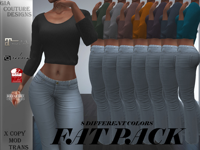 Second Life Marketplace - "GCD" Danise Crop Sweater FAT PACK