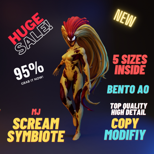 Second Life Marketplace - Marvel Scream symbiote Avatar Bundle ON SALE