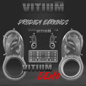 Second Life Marketplace - [VITIUM] Prodigy Earrings Gauged XL DEMO