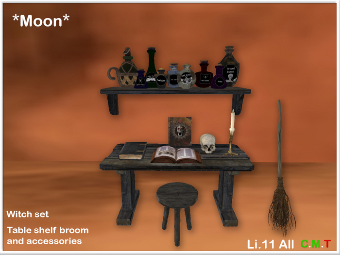 Second Life Marketplace - *Moon*Witch table,shelf,broom