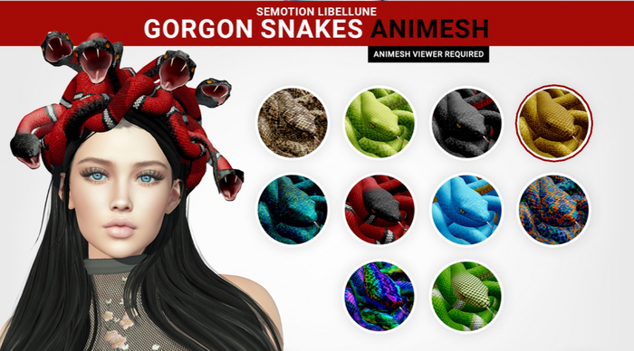 Second Life Marketplace - SEmotion Libellune Gorgon Snakes Animesh ...