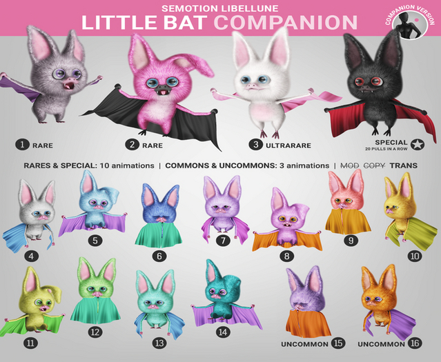 Second Life Marketplace - SEmotion Libellune Little Bat Companion COMMON 13