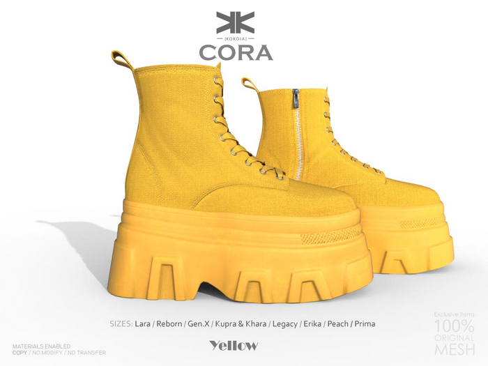 Second Life Marketplace - Cora :: Shoes :: Yellow :: {kokoia}