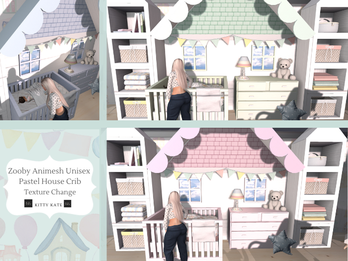 Second Life Marketplace - {KK} Zooby Pastel Nursery Crib House (Texture ...