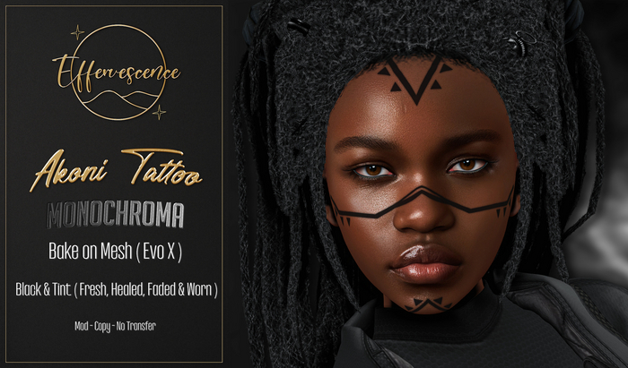 Second Life Marketplace - Effervescence - Akoni Tattoo - Monochroma