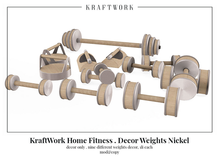 Second Life Marketplace - KraftWork Home Fitness . Decor Weights Nickel ...