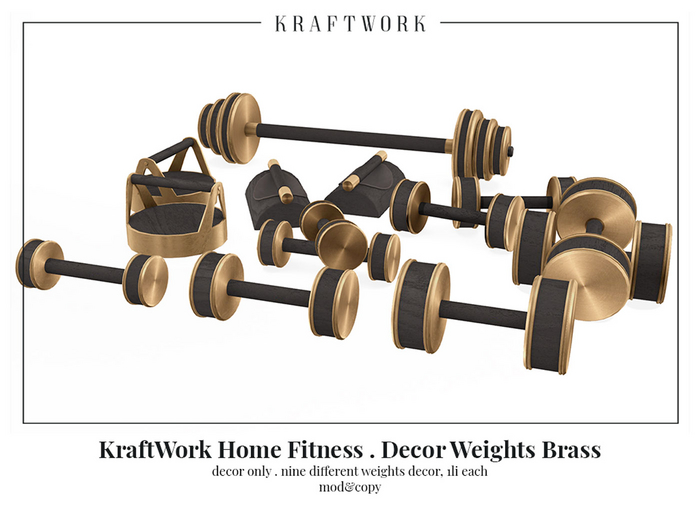 Second Life Marketplace - KraftWork Home Fitness . Decor Weights Brass ...