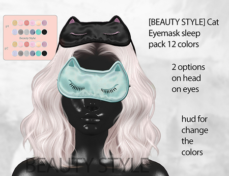 Second Life Marketplace - [BEAUTY STYLE] Cat Eyemask sleep pack 12 colors
