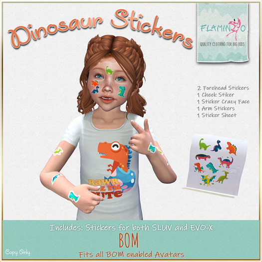 Second Life Marketplace - BOM Dino Body Stickers Evo X and SLUV