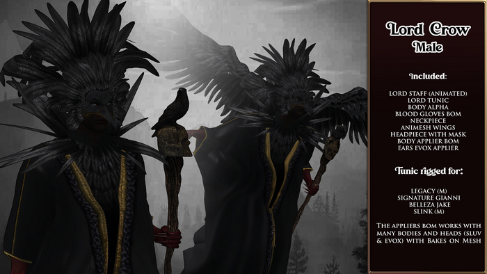 Second Life Marketplace - [FFS] LORD CROW ★ COMPLETE COSTUME