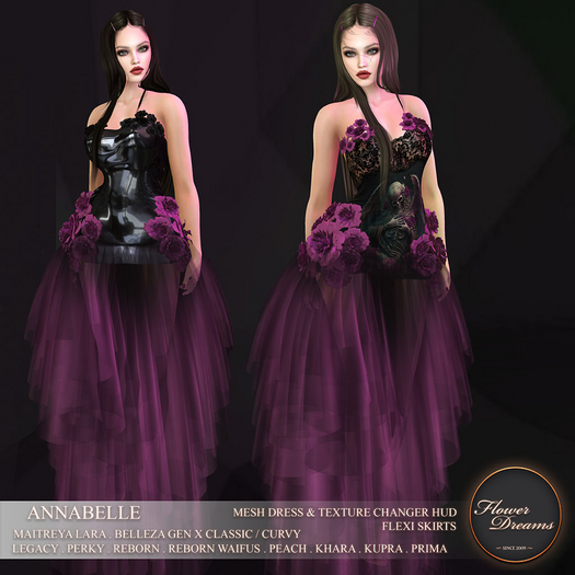 Second Life Marketplace - .:FlowerDreams:.Annabelle gown - purple Demo