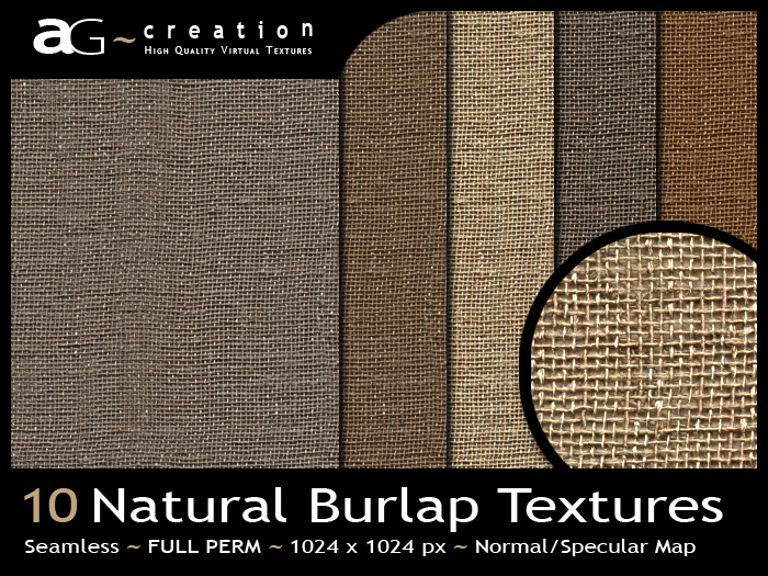 Second Life Marketplace - ~AG~ Creation ~ Natural Burlap Textures Full Perm
