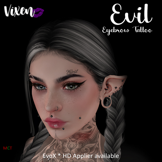 Second Life Marketplace - Vixen * Evil Eyebrow Tattoo EvoX