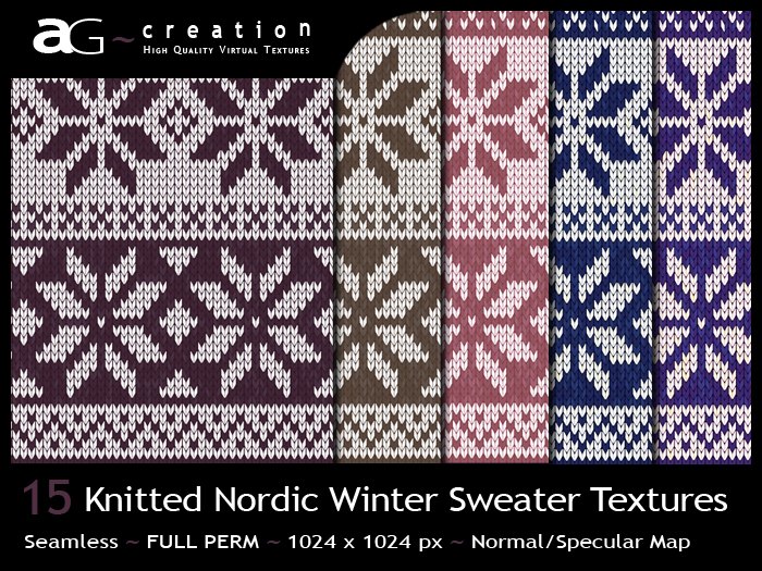 Second Life Marketplace - ~AG~ Creation ~ Knitted Nordic Winter Sweater ...