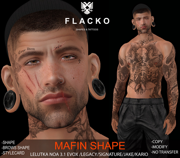 Second Life Marketplace - Flacko - Shape Mafin Lelutka Noa 4.0 EvoX