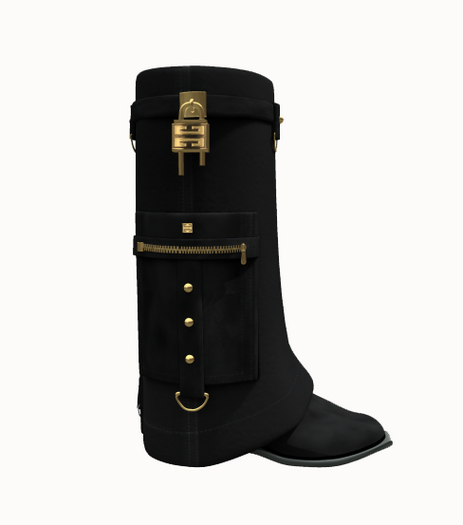 Second Life Marketplace - Hollyhood Greek Key Sharp Boots - GOLD SMOOTH
