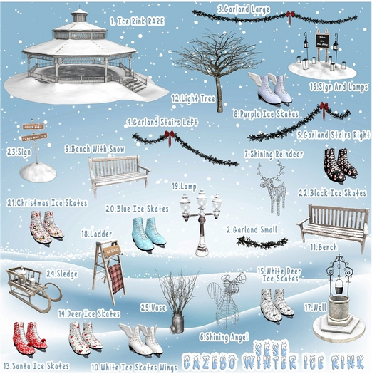 Second Life Marketplace - 5.Sese - Gazebo Winter Ice Rink - Garland ...