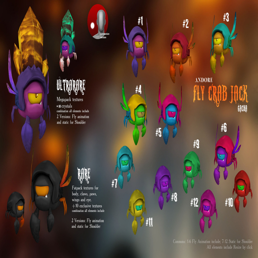 Second Life Marketplace - :ANDORE: - gacha - Fly Crab Jack #3