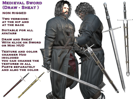 Second Life Marketplace - Medieval Sword (Draw - Sheat ) (ADD)
