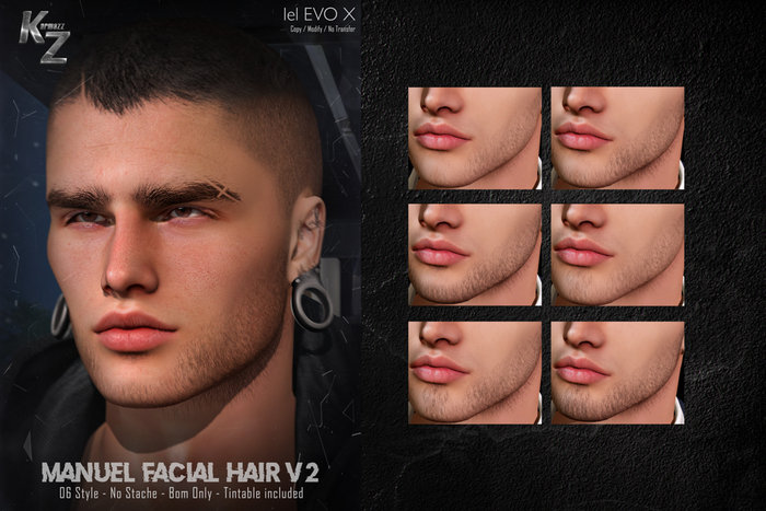 Second Life Marketplace - KARMAZZ Manuel Facial Hair No Stache - 6 ...