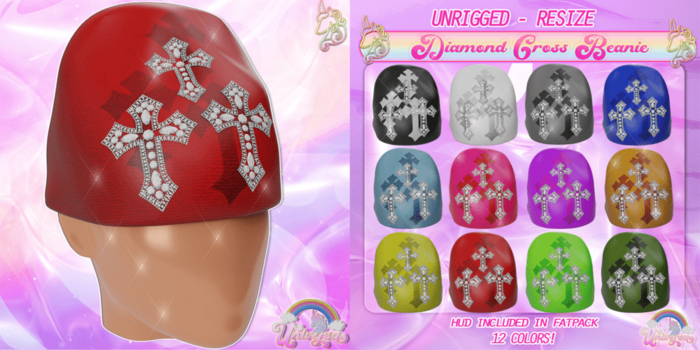 Second Life Marketplace - #UNIVERSA - Diamond Cross Beanie - CRIP
