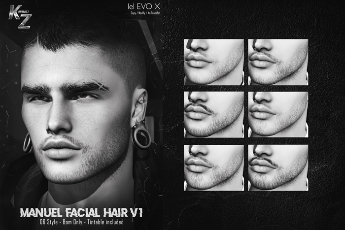 Second Life Marketplace - DEMO Manuel Facial Hair - 6 Style - EVOX