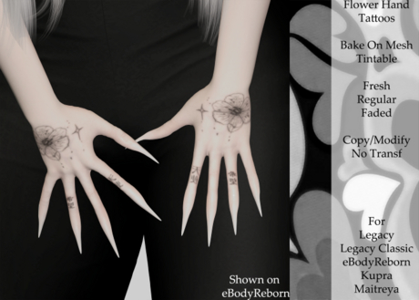 Second Life Marketplace - [Kiyo] Flower Hand Tat