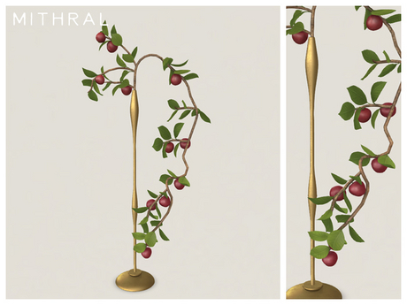 Second Life Marketplace - Mithral * Apple Tree Branch Floor Vase (Gold)