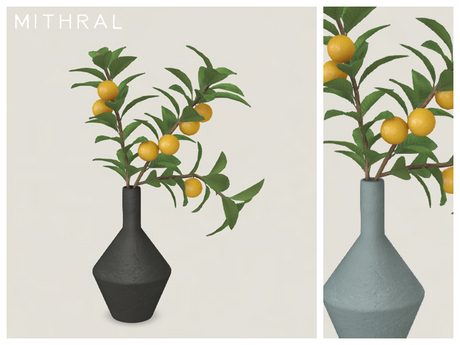 Second Life Marketplace - Mithral * Tall Orange Tree Branch Vase (Pack C)