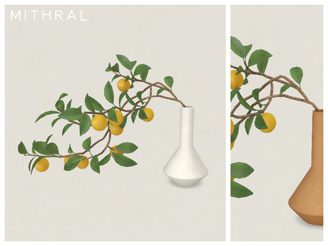 Second Life Marketplace - Mithral * Wide Orange Tree Branch Vase (Pack A)