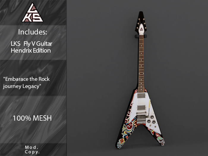 Second Life Marketplace - LKS Fly V Guitar Hendrix Edition