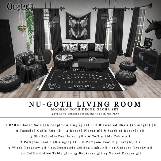 Second Life Marketplace - Oubliette- Nu Goth Record Player & Records Set