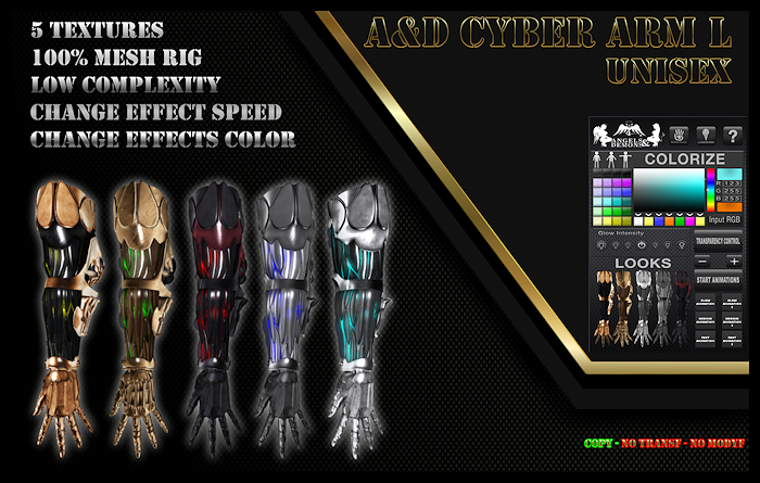 Second Life Marketplace - A&D CYBER ARM L UNISEX FATPACK