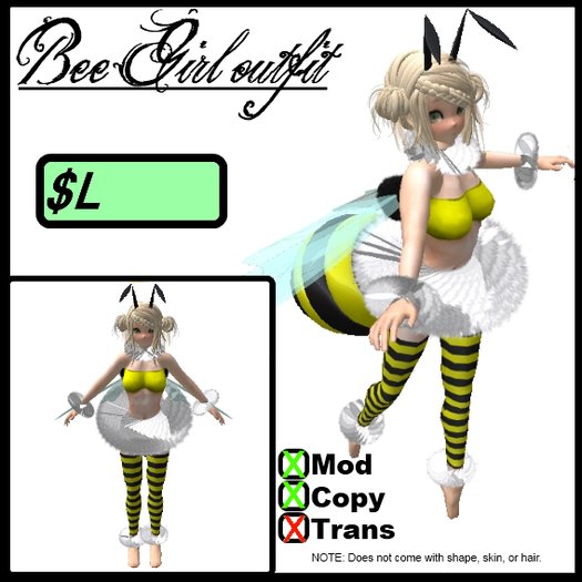 Second Life Marketplace - Bee Girl Outfit 90% off!