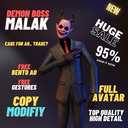 Second Life Marketplace - Demon Boss Malak Avatar Bundle FRIDAY SALE