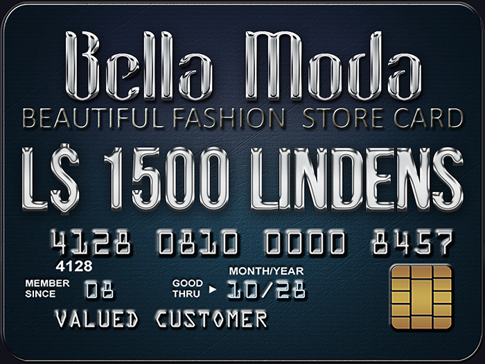 Second Life Marketplace - Bella Moda: Store Card / Gift Card L$1500