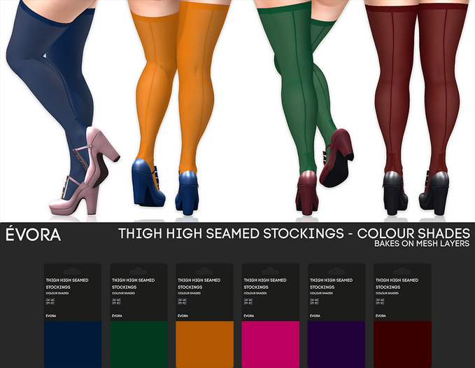 Second Life Marketplace - EVORA - Thigh High Seamed Stockings - Colour ...