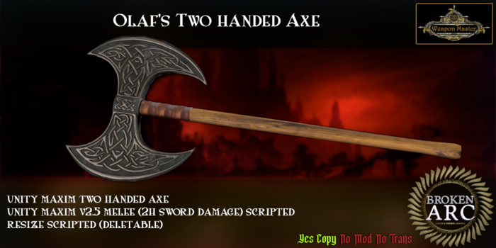 Second Life Marketplace - Olaf's two handed Axe - (Unity Maxim v2.5 boxed)