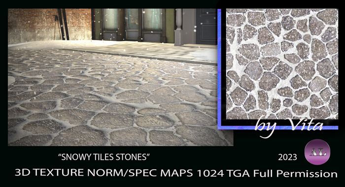 Second Life Marketplace - Vita's 3D Texture -SNOWY TILES STONES WITH AO ...