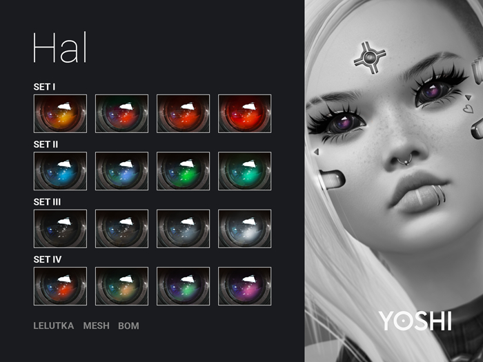 Second Life Marketplace - YOSHI Cyberpunk Eyes Set - Hal Eyes - Fatpack