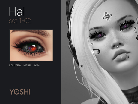 Second Life Marketplace - YOSHI Cyberpunk Eyes Set - Hal Eyes - Fatpack