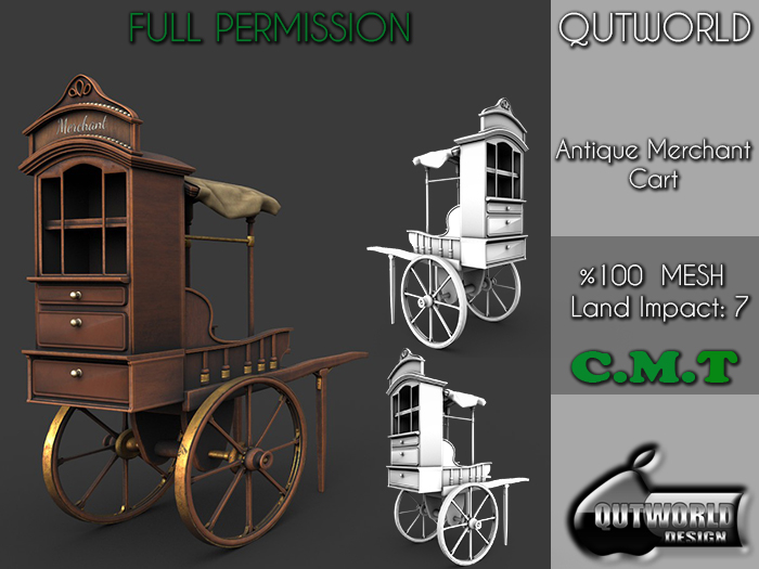 Second Life Marketplace - .::QUTWORLD Antique Merchant Cart::.FP