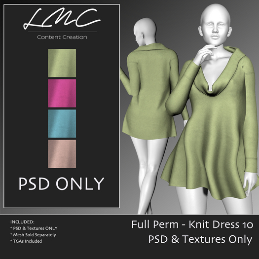Second Life Marketplace - LMC PSD - Knit Dress 10 - PSD & Textures ONLY
