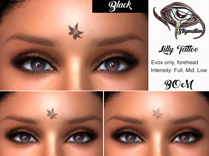 Second Life Marketplace - Stigmatem Lilly Black Evox BOM Tattoo