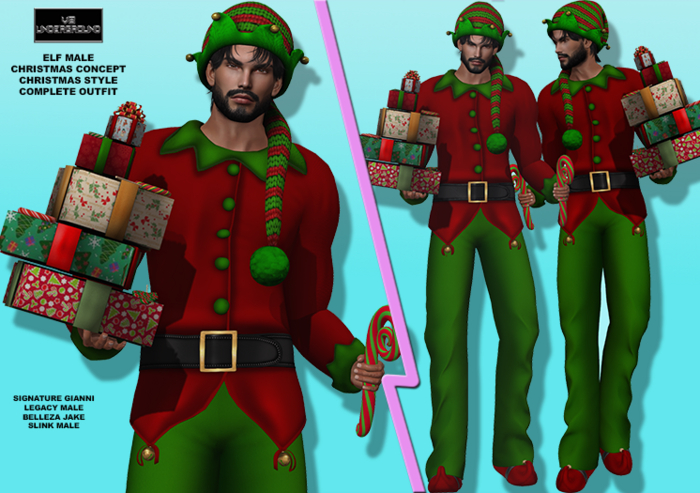Second Life Marketplace - **ELF MALE CHRISTMAS CONCEPT COSTUME COMPLETE ...